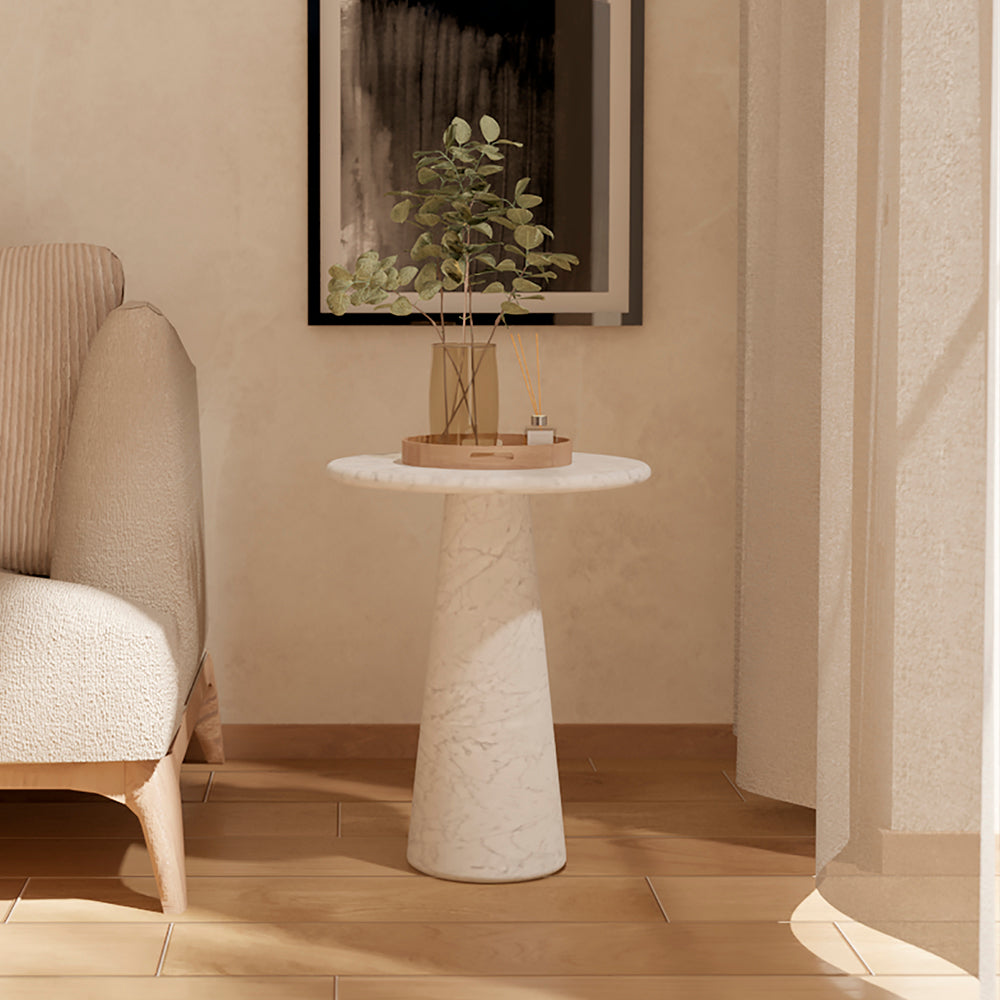 Mesa Lateral Goa de Mármol y Travertino – Makrana Home Decor